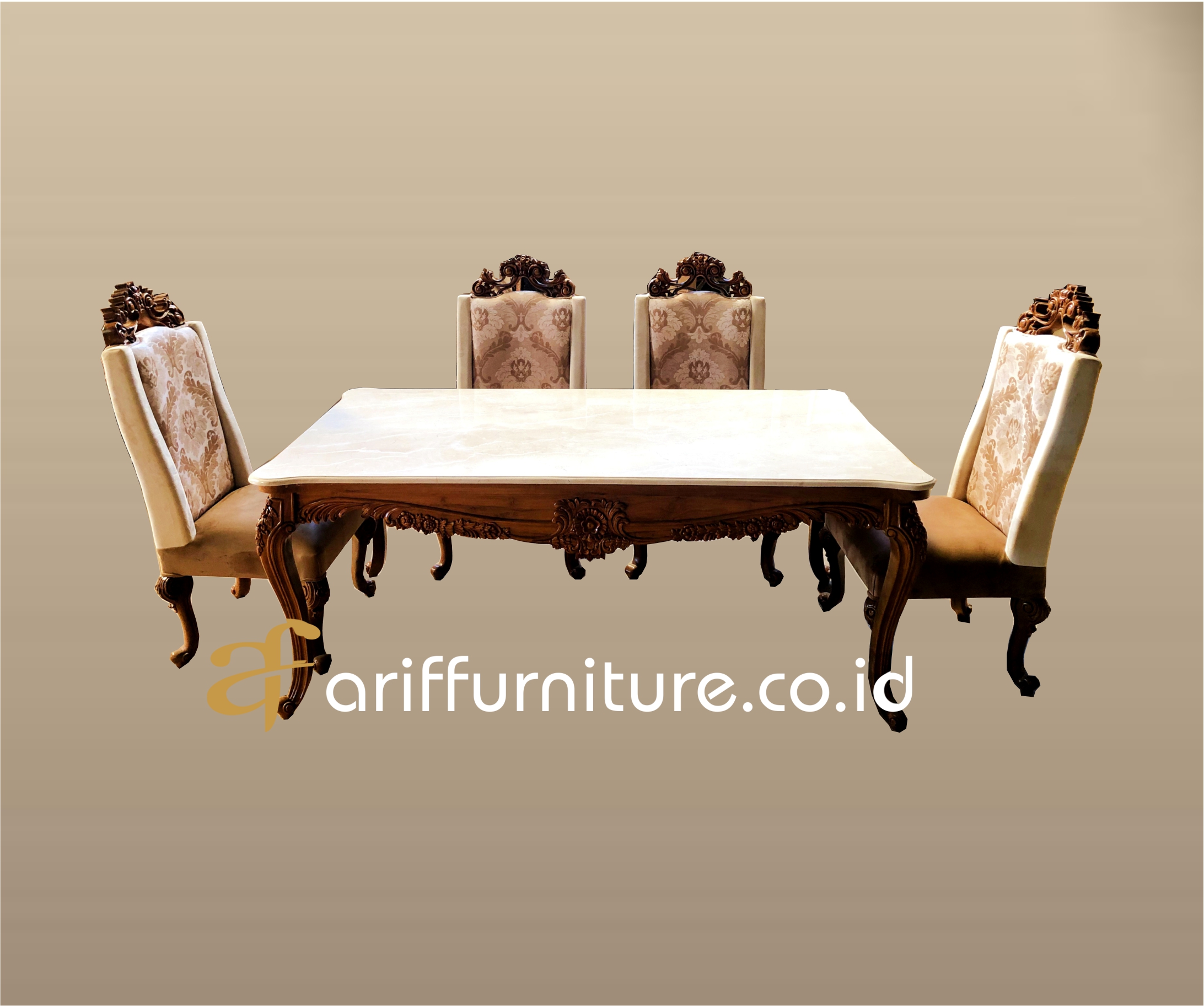 Set Meja Makan 6 Kursi Klasik Kayu Jati - Arif Furniture Jepara